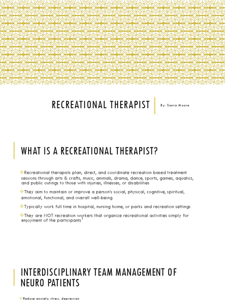 Presentation-Recreational Therapist | PDF | Disability | Health Care