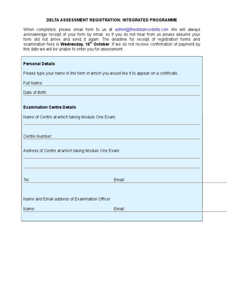 December 2013 Integrated Programme Assessment Registration Form ...