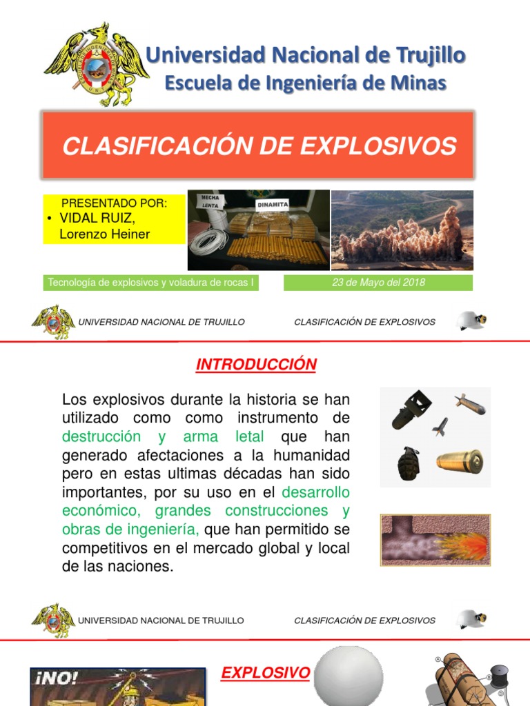 Exp. Clasificaion de Explosivos | PDF | Material explosivo | Materiales
