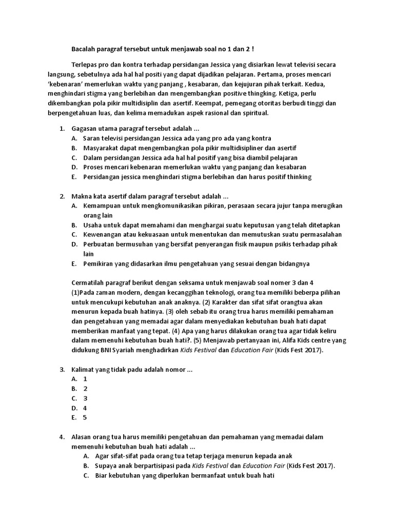 Contoh Soal UJIAN NASIONAL SD | PDF