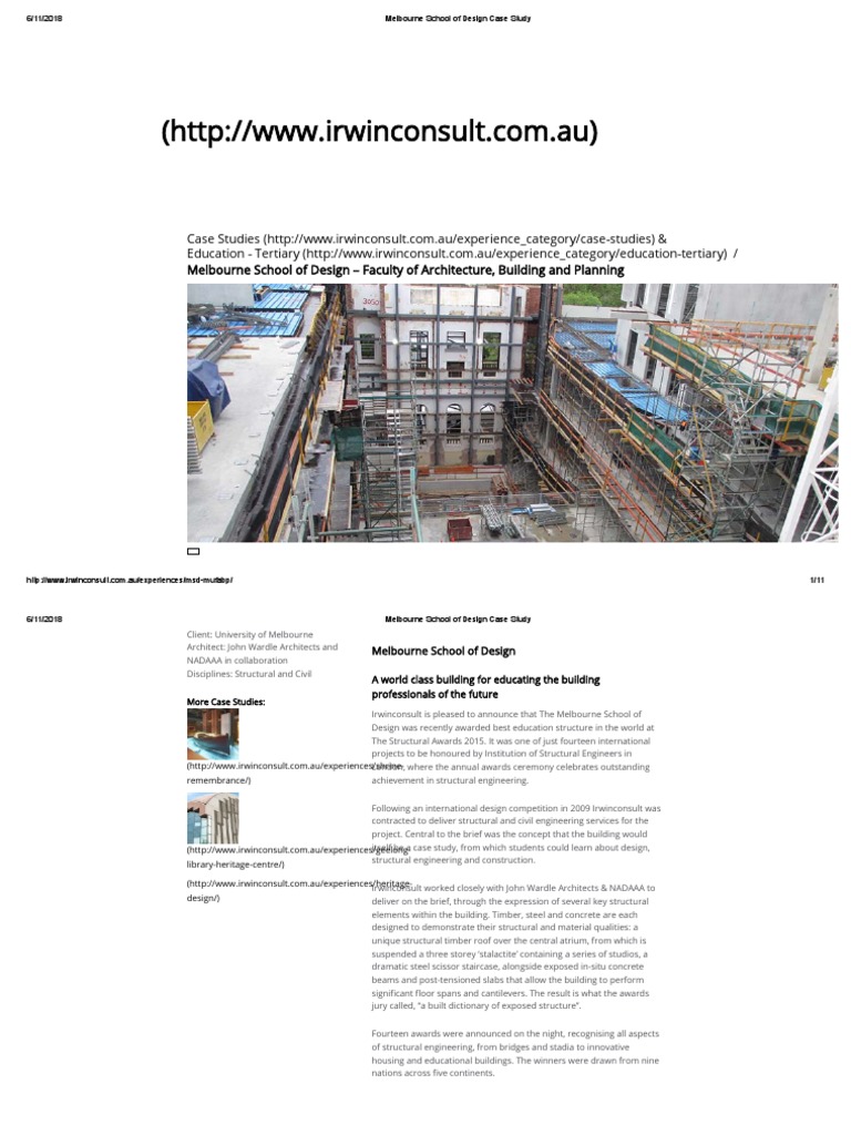 Melbourne School of Design Case Study | PDF | Prestressed Concrete | Lumber