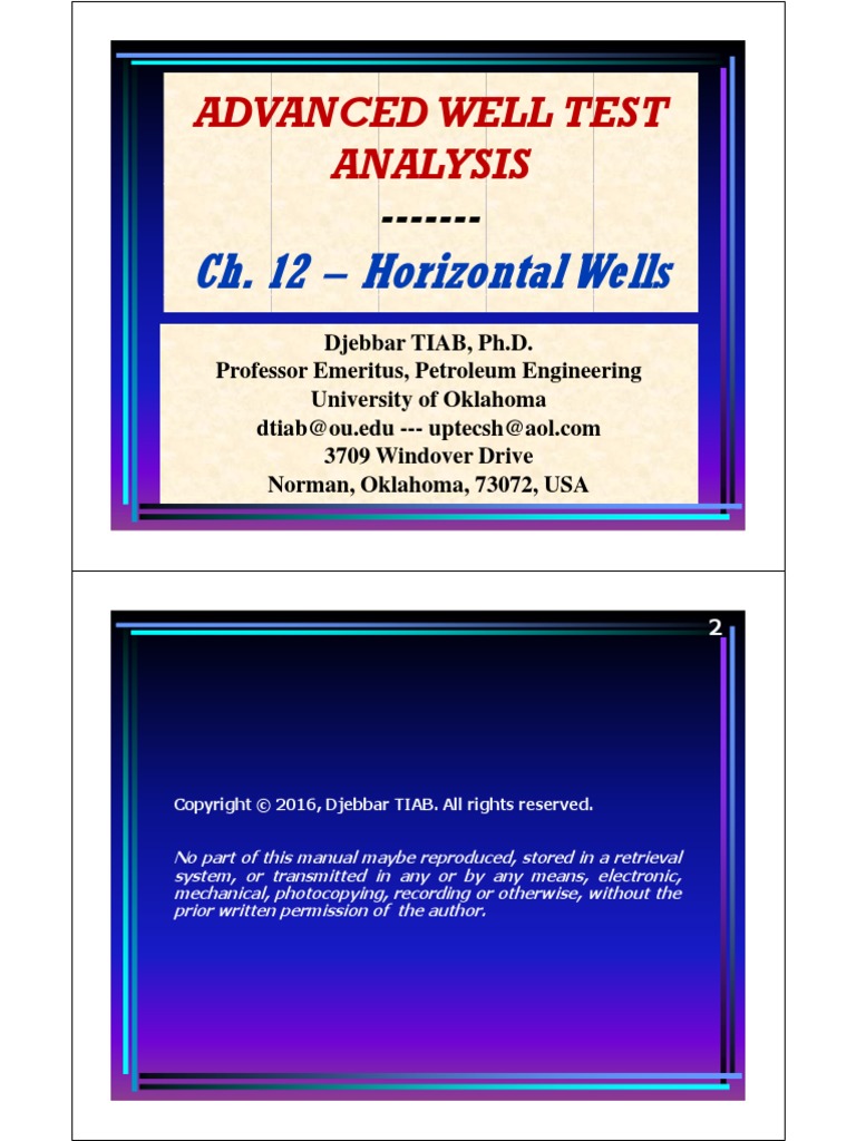 Chapter 12 (WTA) - Horizontal Well Test Analysis (D. Tiab) | Download ...