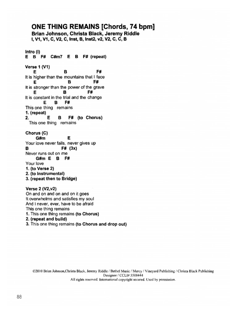 One Thing Remains - Chords | PDF