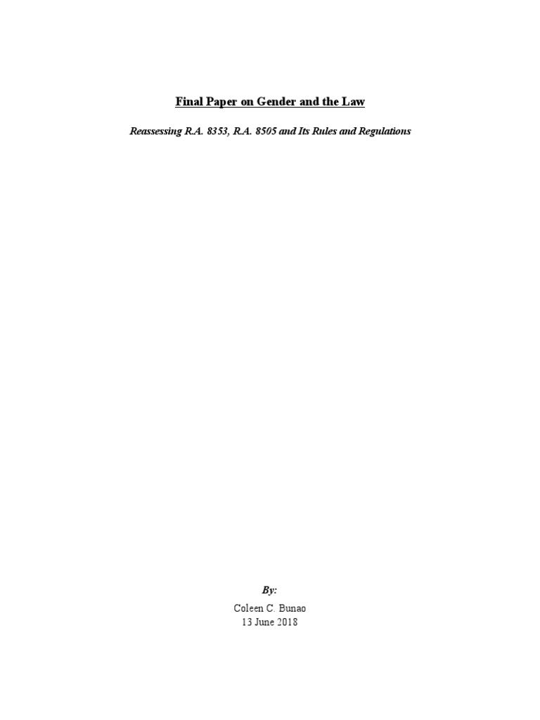 Reassessing The Anti Rape Law of 1997 and The Rape Victim Assistance ...