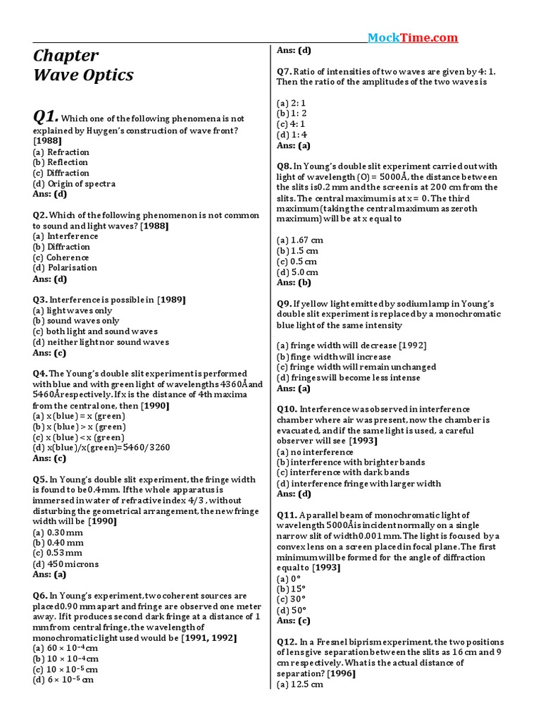 Physics | PDF | Diffraction | Wavelength