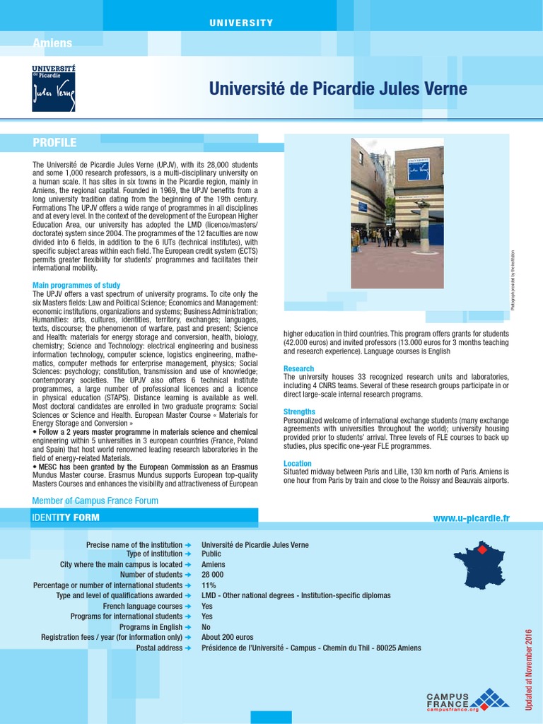Université de Picardie Jules Verne: Amiens | PDF | University | Master ...