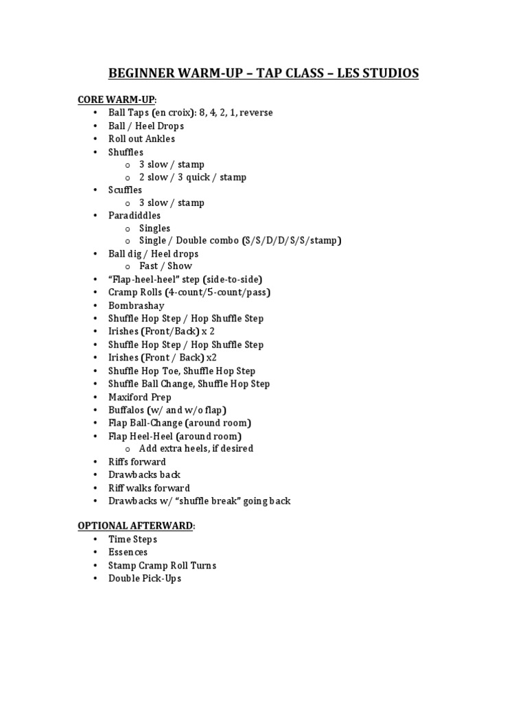 Beginner Tap Warm Up Pdf