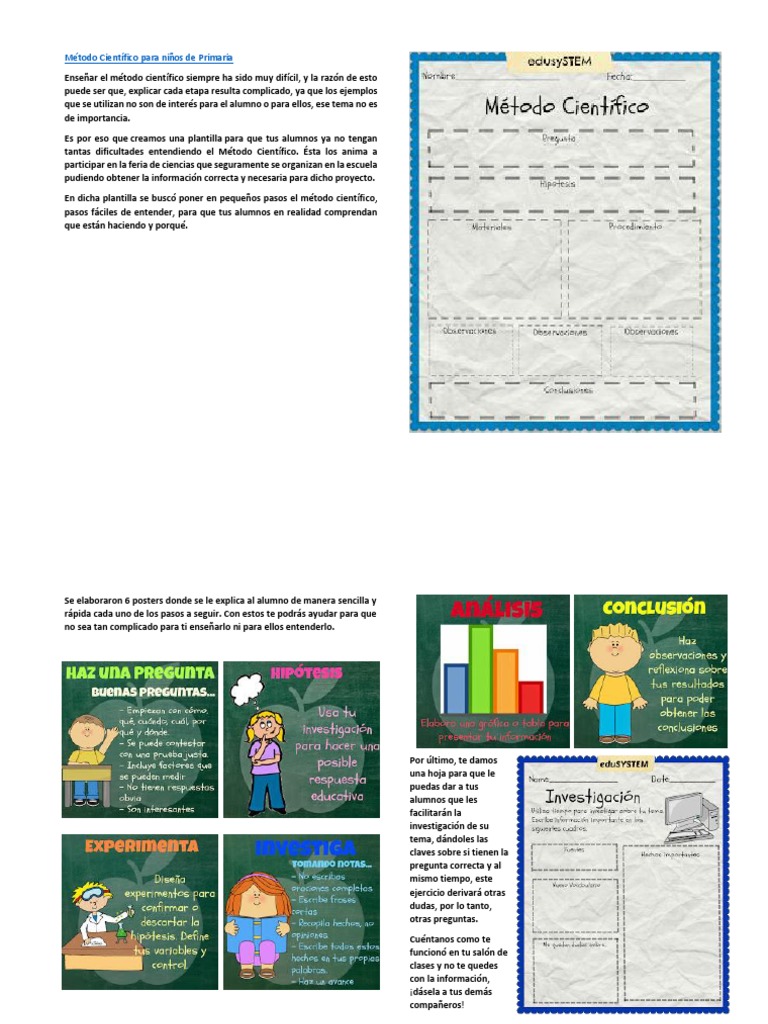Método Científico para Niños de Primaria | PDF | Método científico ...