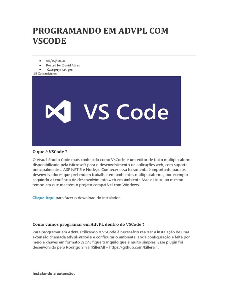 Programando em Advpl Com Vscode | PDF | Plug-in (informática) | Linux