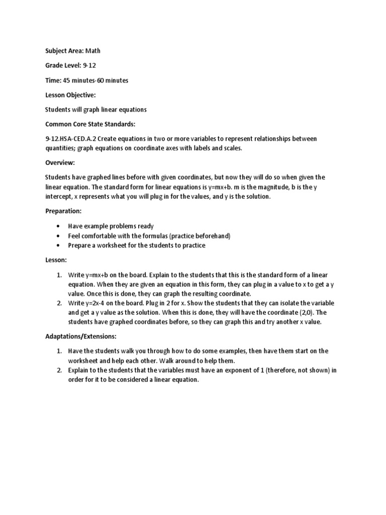 F Edu 220 Lesson 2 | PDF | Equations | Analysis
