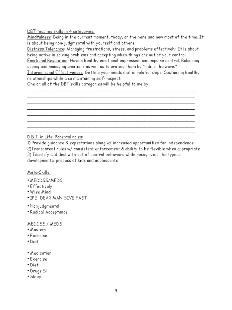 DBT Skills Worksheets | Dialectical Behavior Therapy | Mind