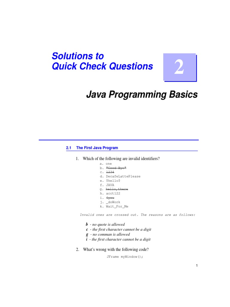 5th Ed Ch02 QC | PDF | Java (Programming Language) | C (Programming ...