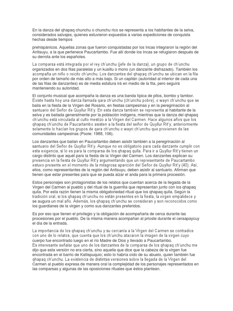 En La Danza Del Qhapaq Chunchu | PDF | Bailes | Máscara