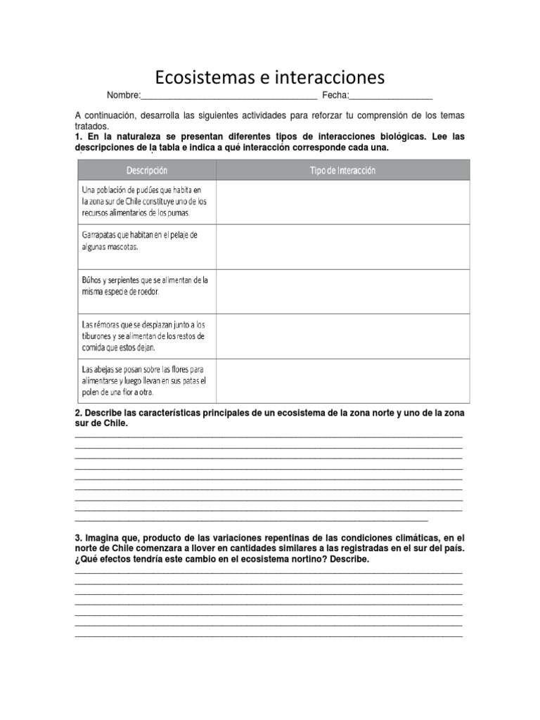 GUIA Ecosistemas e Interacciones | PDF | Ecosistema | Naturaleza
