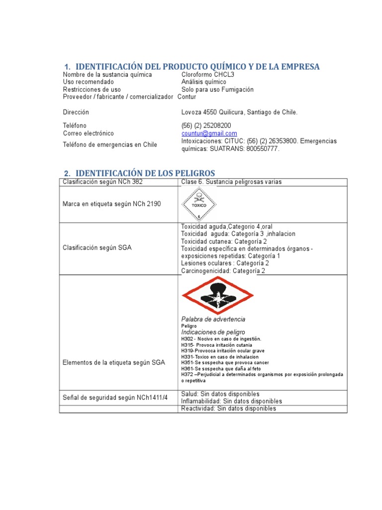 HSD Cloroformo | PDF | Magnesio | Contaminación