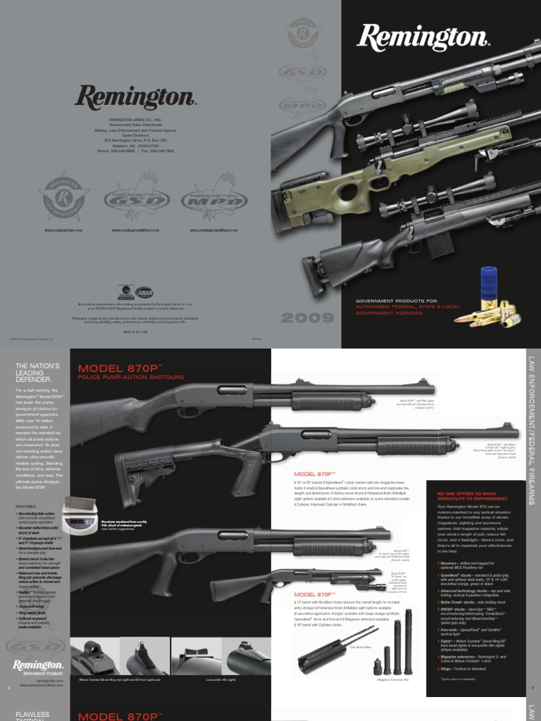2009 Remington Military Product Catalog | PDF | Shotgun | Rifle