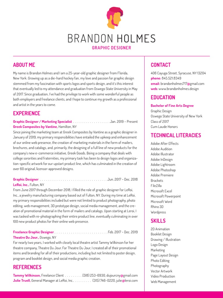 Brandon Holmes Resume | PDF | Graphic Design | Communication Design