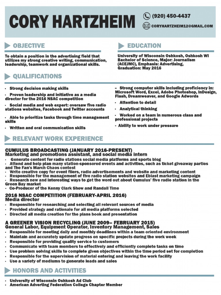 Hartzheim Cory Resume Jan18 | PDF