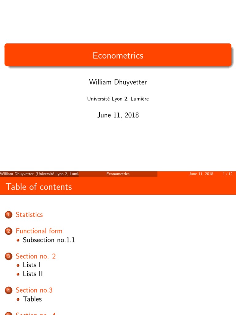 Beamer 1 | PDF | Dependent And Independent Variables | Econometrics