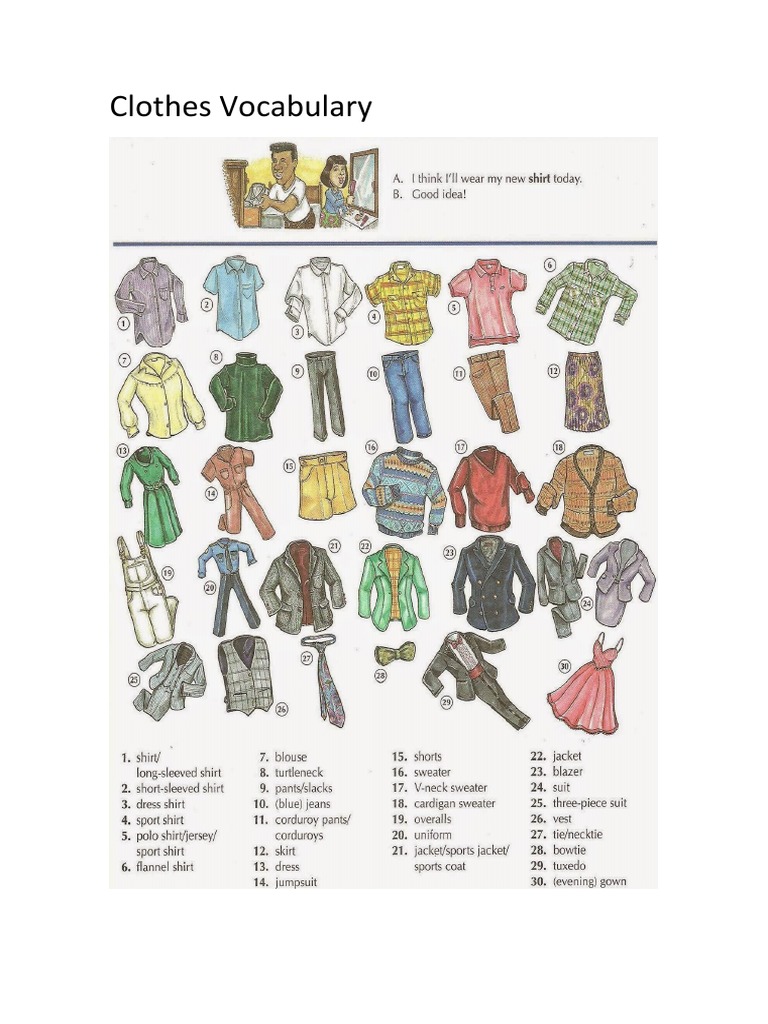 Clothes Vocabulary | PDF