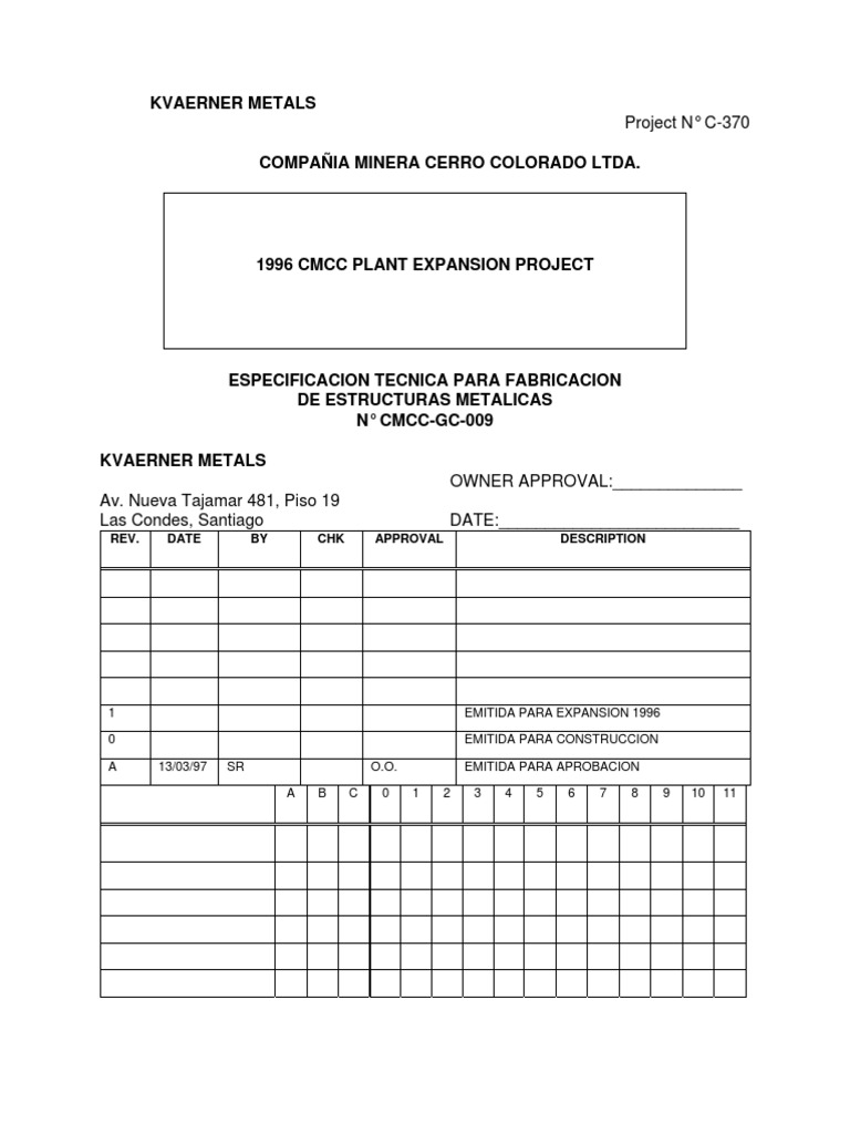 CMCC-Gc-009 Fabricación de Estructuras Metalicas, Rev 1 PDF | PDF | Soldadura | Construcción