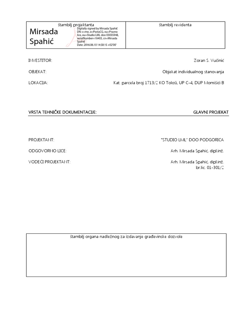 Kompletno Arch-Vik Zoran Vucinic Potpisano | PDF