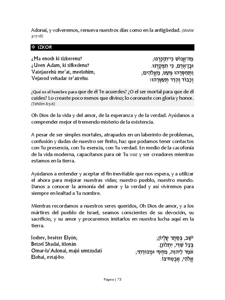 Oraciones de Izkor para Yom Kipur | PDF | Oración | Muerte