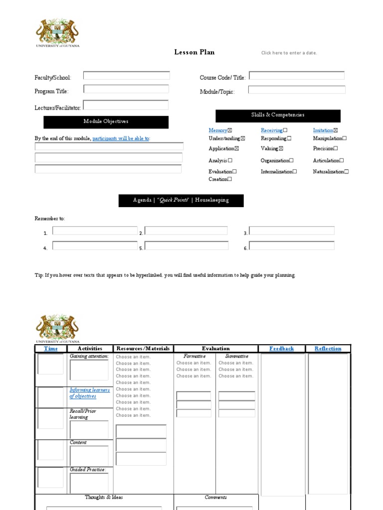 Lesson Plan: Faculty/School: Program Title: Course Code/ Title: Module ...