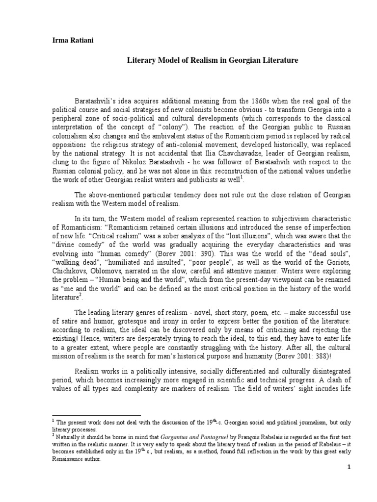 Literary Model of Realism in Georgian Literature: Irma Ratiani | PDF ...