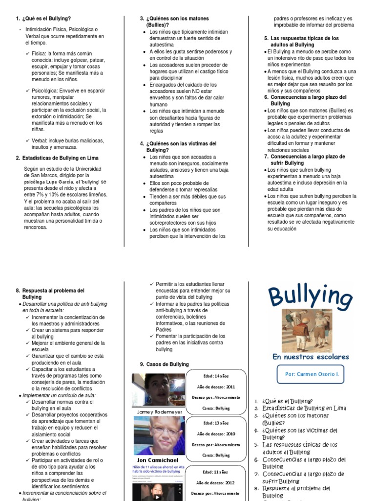 Tríptico Bullying | PDF | Adultos | Sicología