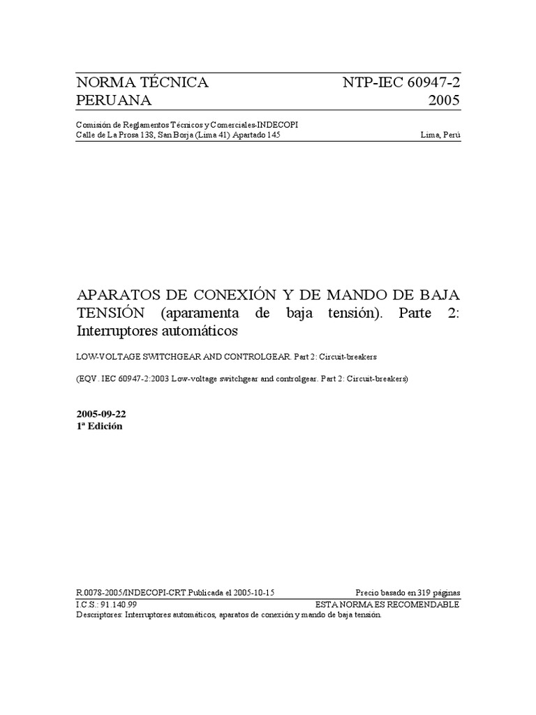 Iec 60947-2 PDF | PDF | Corriente alterna | Corriente eléctrica