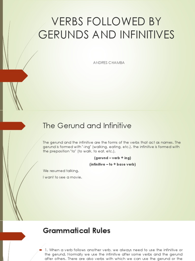 Verbs Followed by Gerunds and Infinitives | PDF | Verb | Semantics