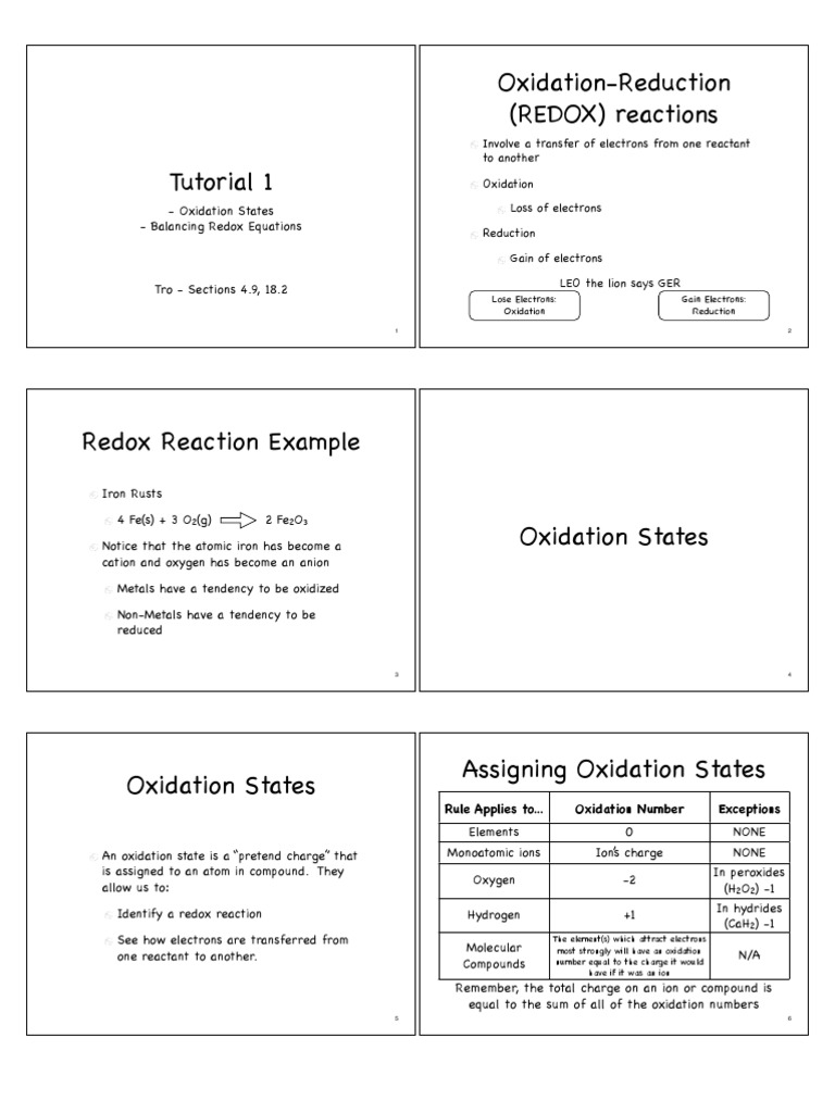 Understanding Redox Reactions and Balancing | PDF | Redox | Ion