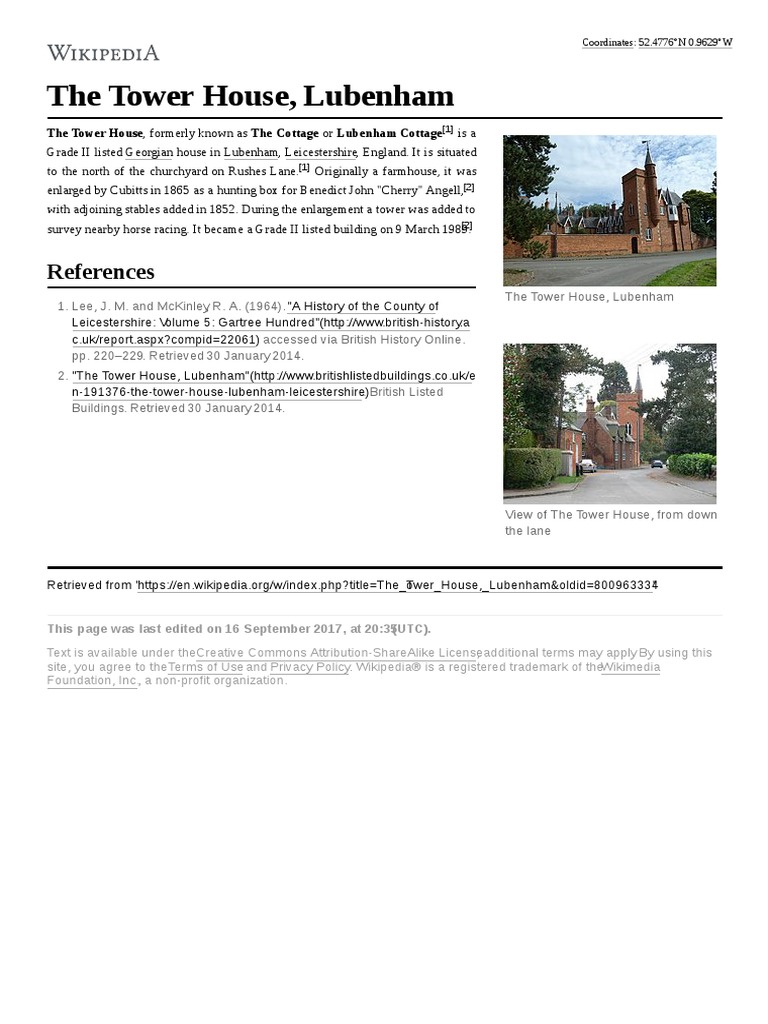 The Tower House, Lubenham | PDF