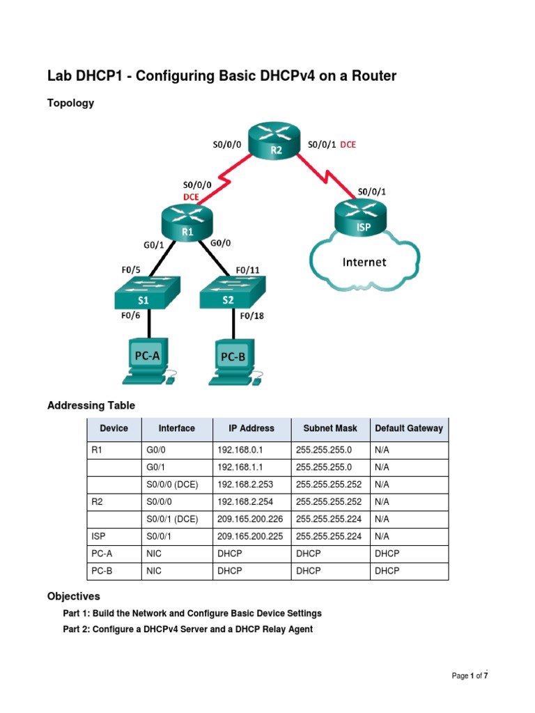 Lab DHCP1 - Configuring Basic DHCPv4 On A Router | PDF | Ip Address | Router (Computing)