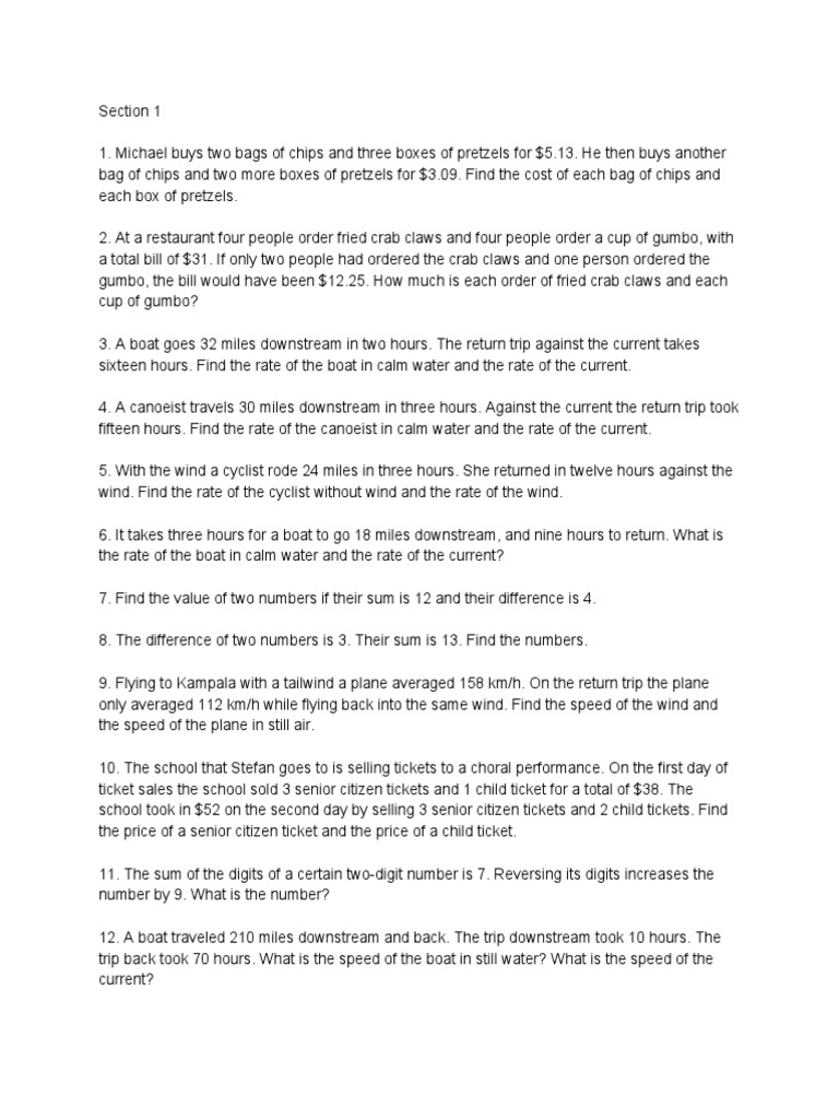 System of Equations Word Problems | Download Free PDF | Pizza | Equations