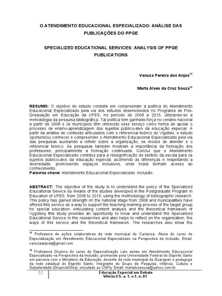 Modelo de Paper Uniasselvi | Educação especial | Inclusão (Educação)