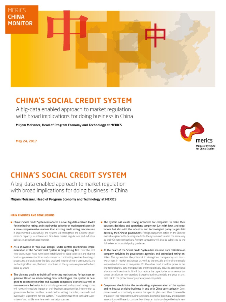 CHINA'S SOCIAL CREDIT SYSTEM A Big-Data Enabled Approach To Market ...