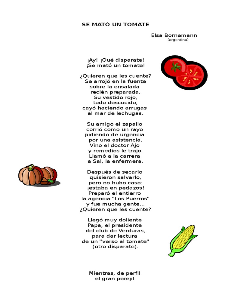 Poema Se Mató Un Tomate | PDF