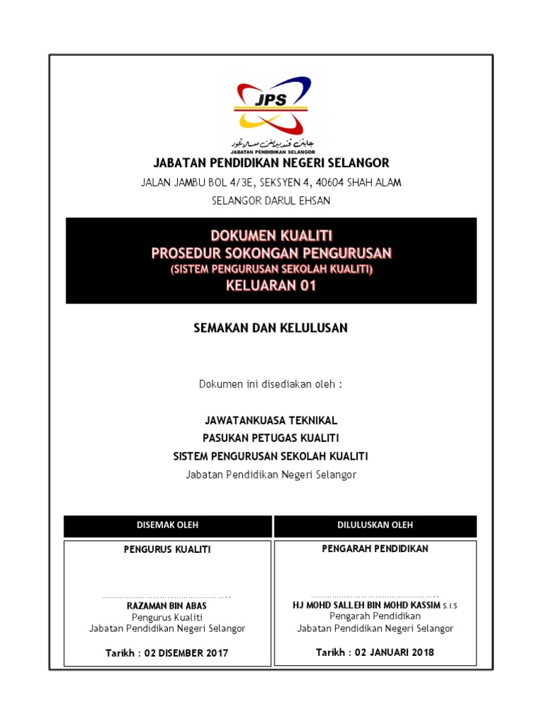 Kelulusan Dokumen Kualiti SPSK Versi 06 | PDF