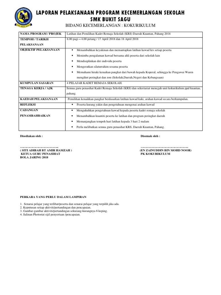 Tapak Laporan Program Aktiviti | PDF