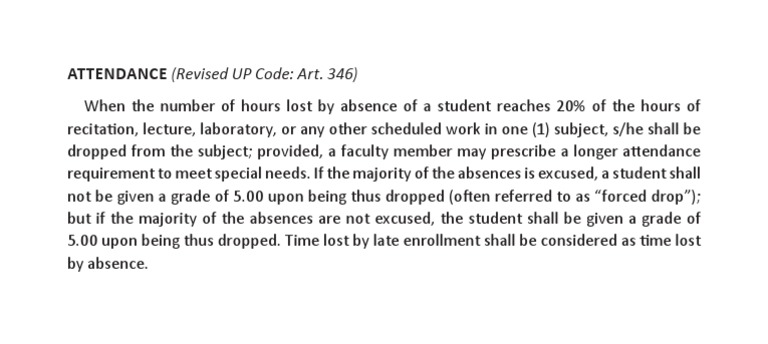 ATTENDANCE (Revised UP Code: Art. 346) | PDF
