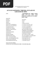 Acta de Suspension de Plazo de Ejecucion de Obra Final | PDF