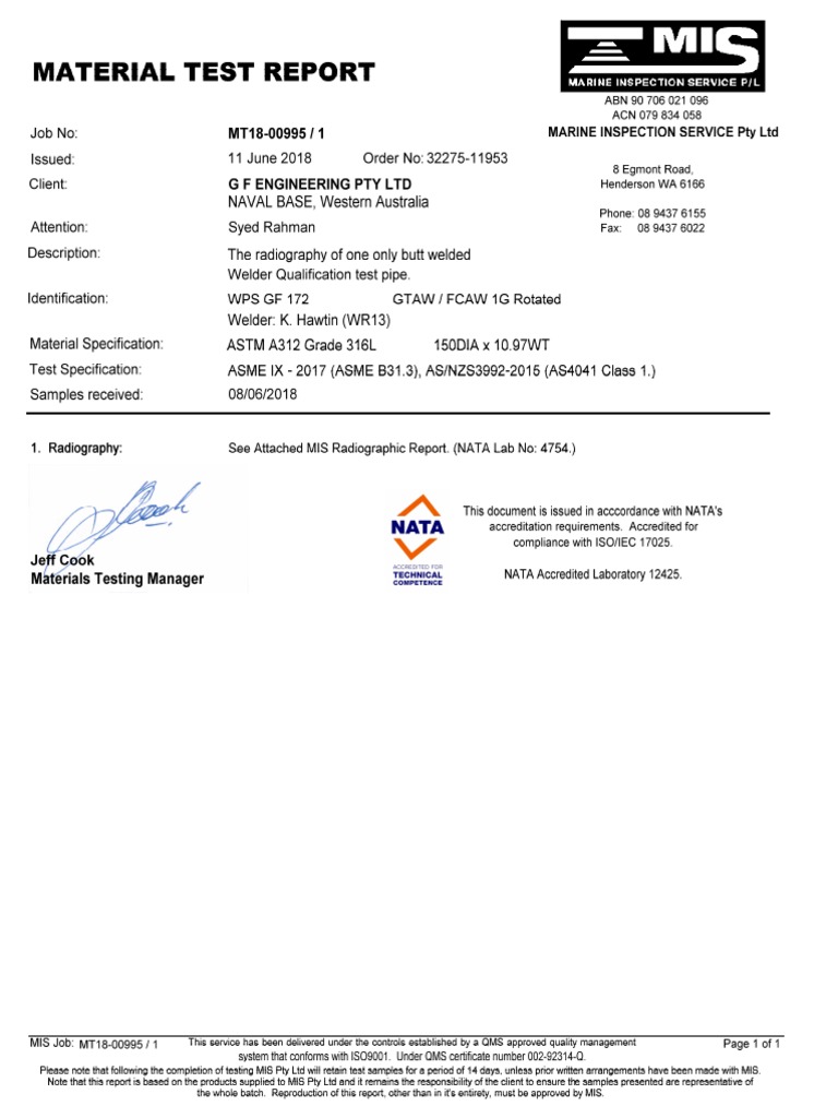 Welder Qualification Report | PDF | Welding | Construction