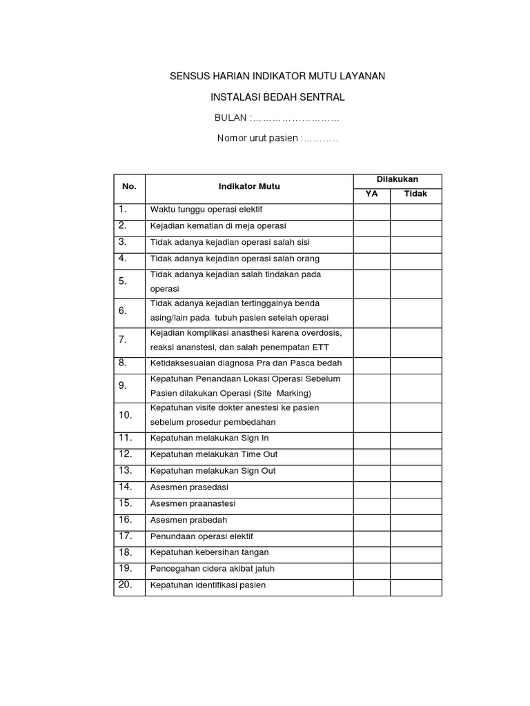 Sensus Harian Indikator Mutu Layanan | PDF | Sains & Matematika | Teknologi & Rekayasa
