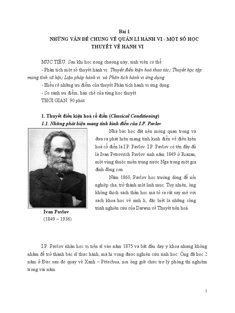 Nhung Van de Co Ban Ve Quan Li Hanh Vi - Mot So Li Thuyet Ve Hanh Vi | PDF