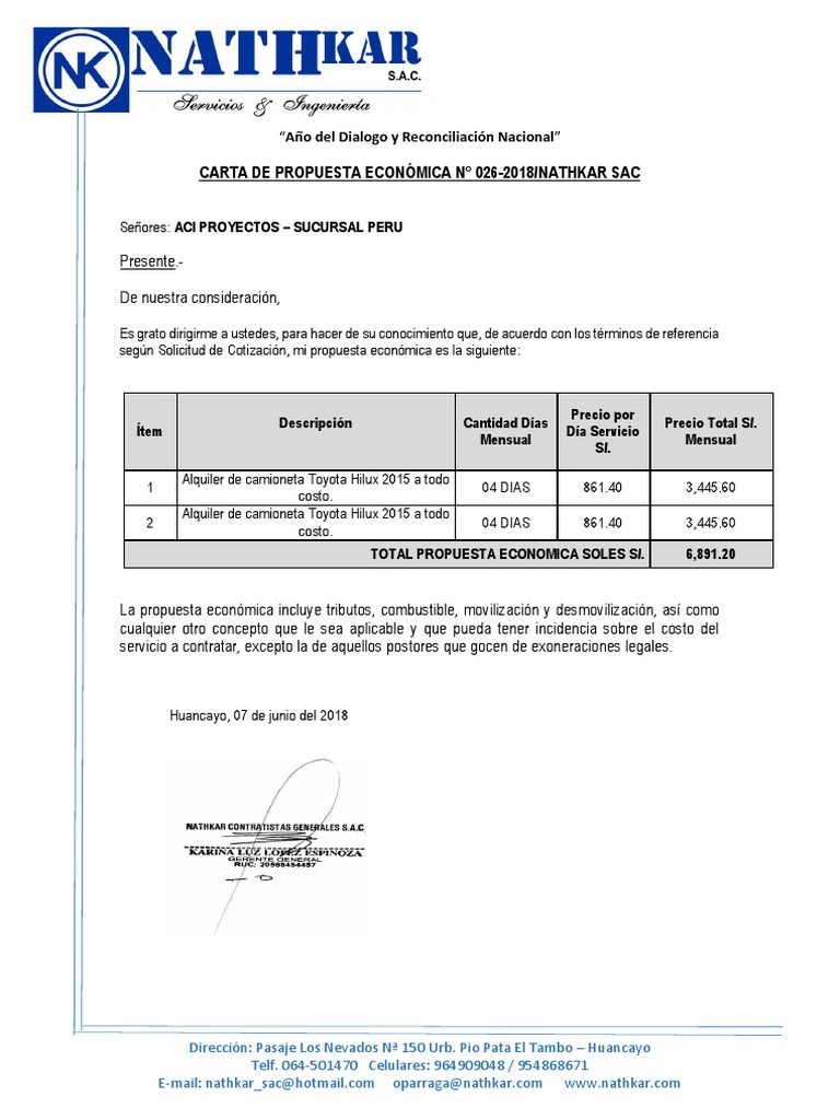 Cotizacion Aci Proyectos | PDF