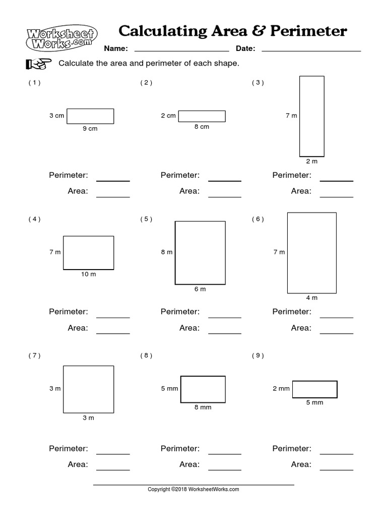 Area and Perimeter Worksheet | PDF