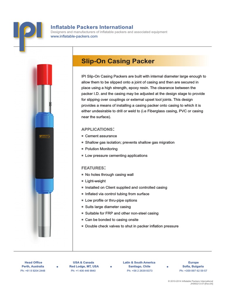 Slip On Casing Packer-JH060213-07 (Eng) (Rev.04) | PDF | Casing ...