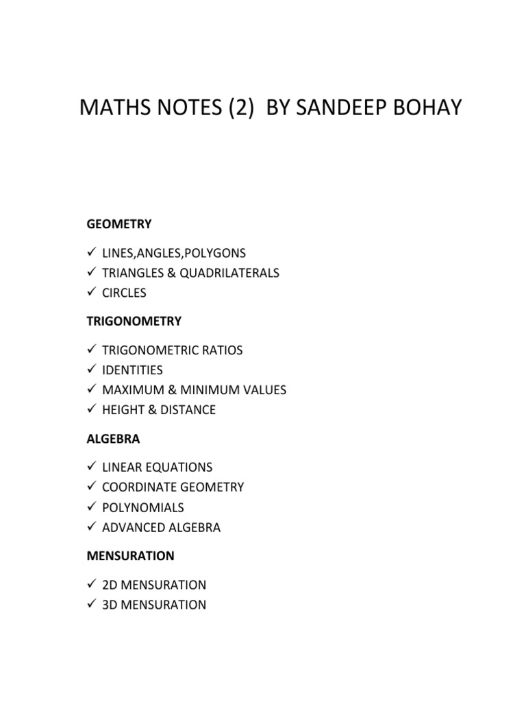 Maths Notes 2 | PDF